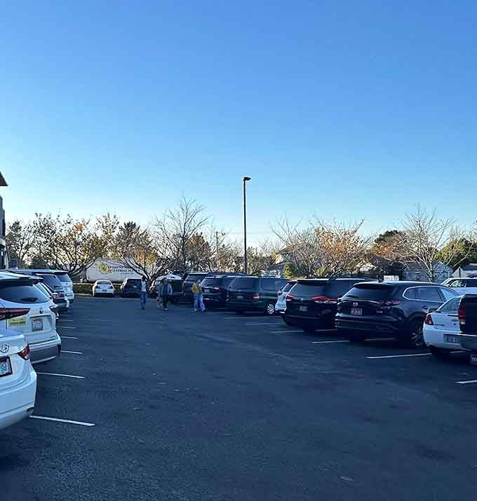 A full parking lot on a sunny day proves Oregonians know exactly where to find their retail happiness.