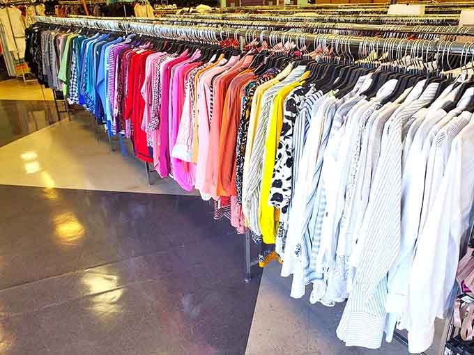 The clothing rainbow&mdash;where every hue promises the possibility of finding that perfect shirt someone else mistakenly parted with.