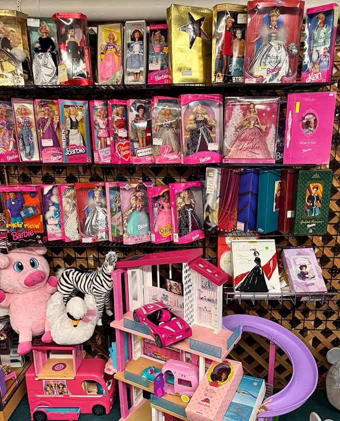 Barbie's historical fashion evolution on full display! From 80s glam to holiday specials, these boxed dolls are a time capsule of childhood dreams.