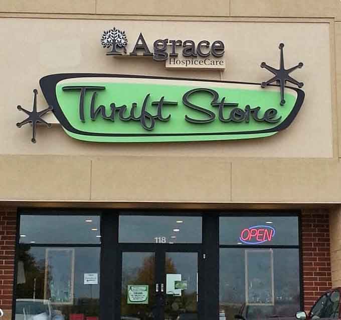 That retro-cool sign with its atomic starburst design takes you back to when shopping felt like a neighborhood adventure.