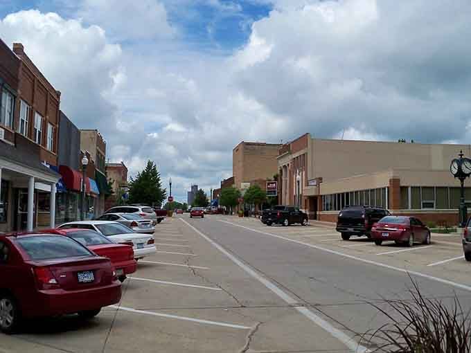Fairmont's main street stretches toward the horizon, where lake country living doesn't require a millionaire's bank account.
