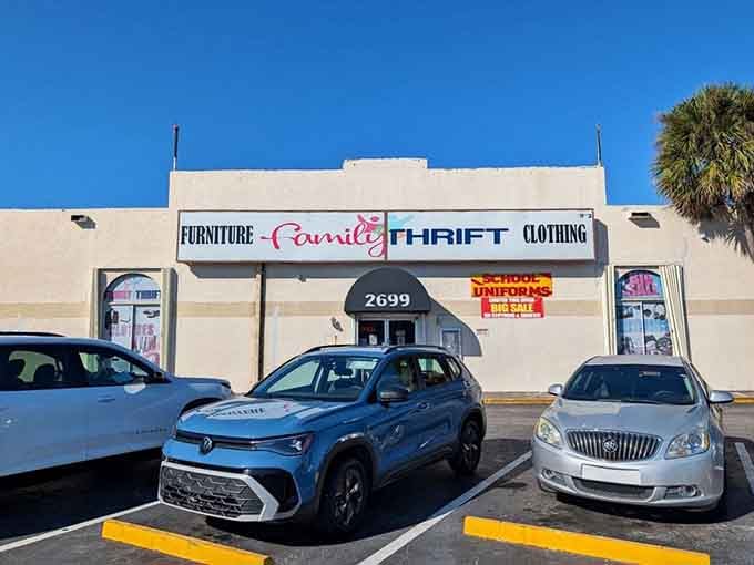 Your local Family Thrift Store offers plenty of furniture and clothing options for you to browse through on a sunny day.