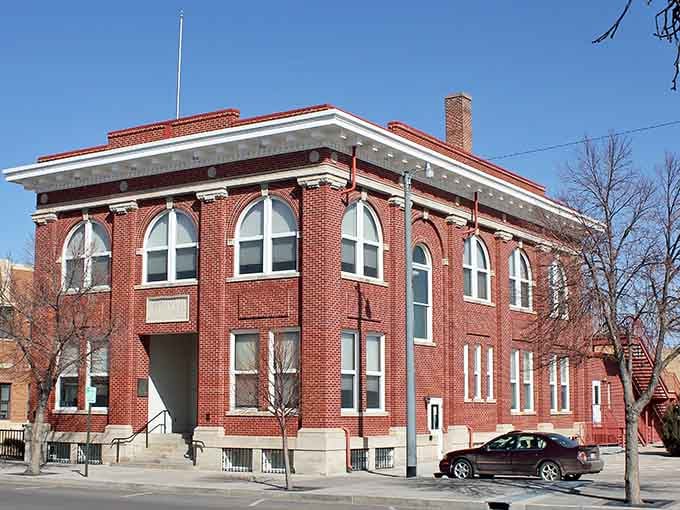 Classic red brick architecture speaks to Fort Morgan's solid foundation, built to last through generations of prairie weather.