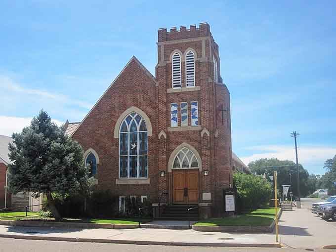 Classic brick church architecture reminds you that some things, like community values and affordable housing, are timeless.