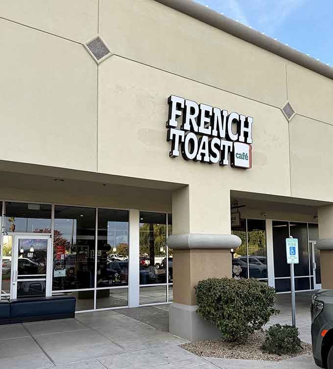 French Toast Cafe's clean, modern exterior hides a wonderland of transformed bread that would make any carb-lover swoon.