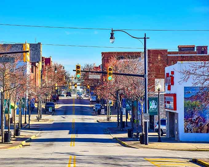 Wide boulevards lined with bare trees show off the bones of a town built to last through changing seasons.