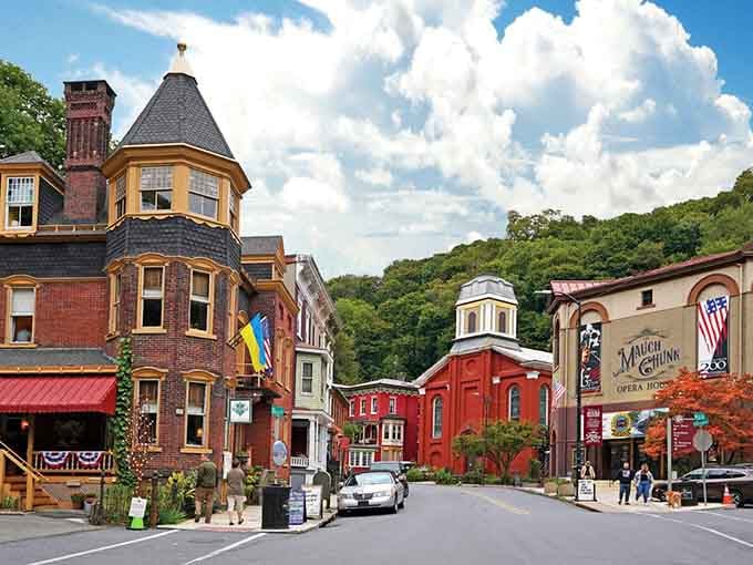 Victorian turrets and mountain backdrop create drama worthy of a Hollywood set, except this stage is real.