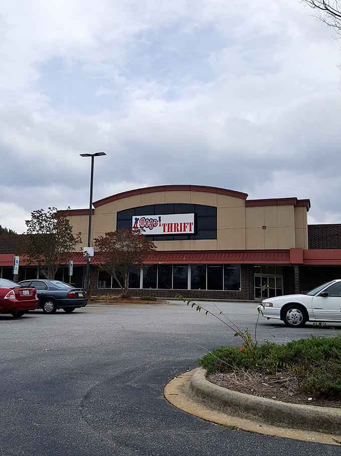 That distinctive curved roofline makes this mega thrift store impossible to miss from the main road.