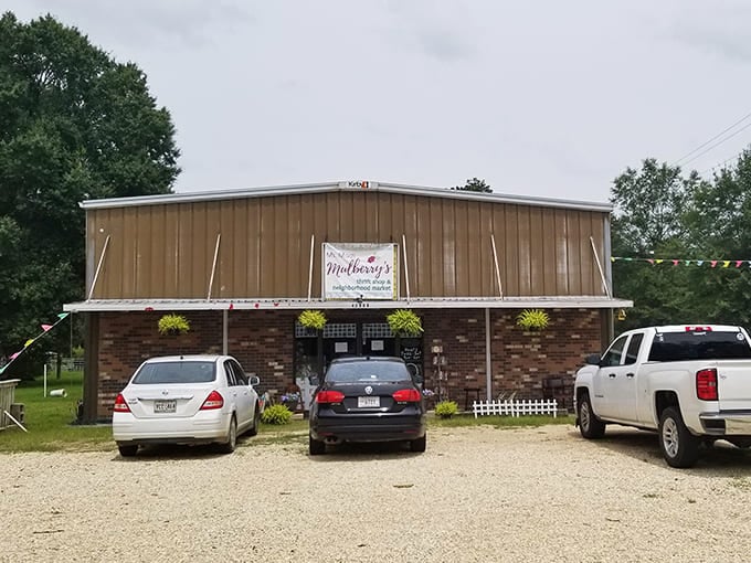 Country charm meets thrift store magic! Ms. Madi Mulberry's rustic exterior hints at the homespun treasures inside.