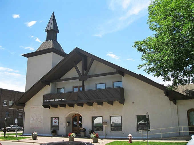 Alpine architecture transported to the Midwest, complete with flower boxes that would make any Swiss grandmother nod with approval.