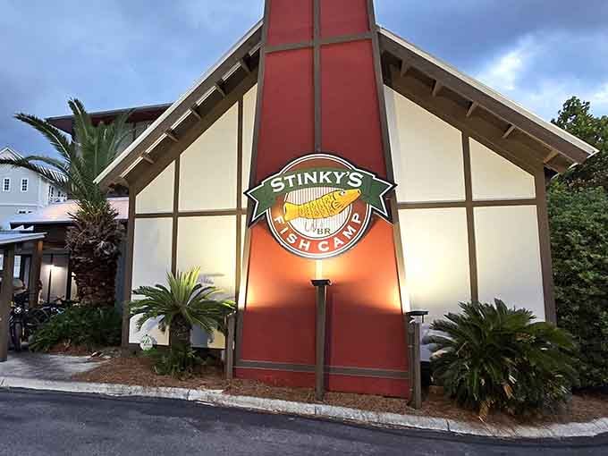 Stinky's A-frame design looks like a church—which makes sense because their seafood is absolutely divine!