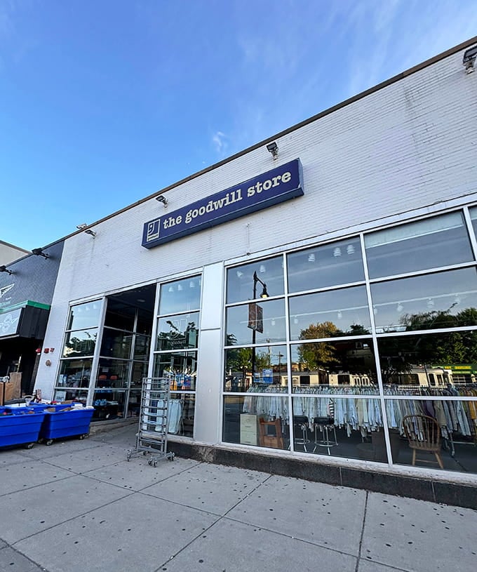 Those floor-to-ceiling windows let natural light pour in, making this Goodwill location feel bright and welcoming all day.