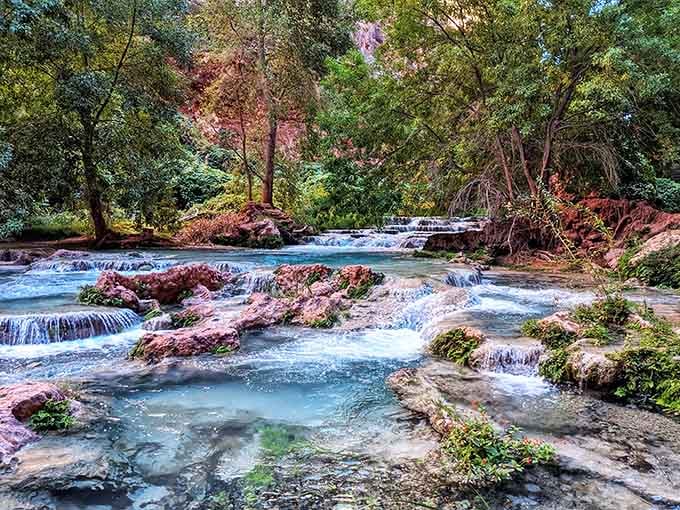 The limestone formations and multiple levels make this look like nature's own infinity pool resort.