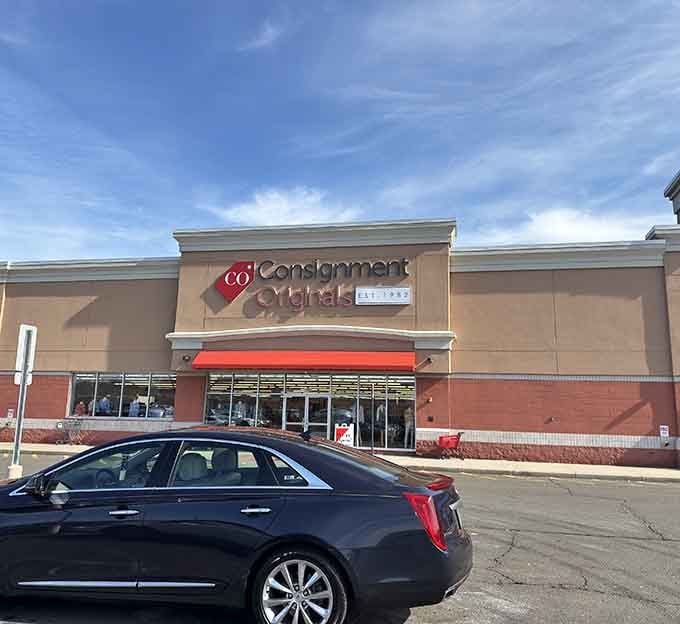 Blue skies frame this upscale consignment destination where yesterday's designer pieces become today's smart investment in style.