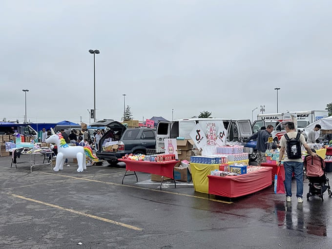 Even rain can't dampen the spirits of dedicated treasure hunters who know the best deals wait for the truly committed.