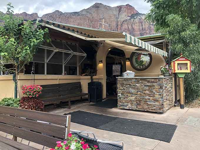 Nestled beneath towering red rocks, this cafe serves sustenance worthy of the natural cathedral surrounding Springdale's treasures.