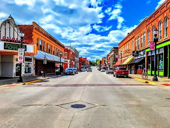 Those dramatic clouds and vibrant colors make this Main Street look almost too picturesque to be real.