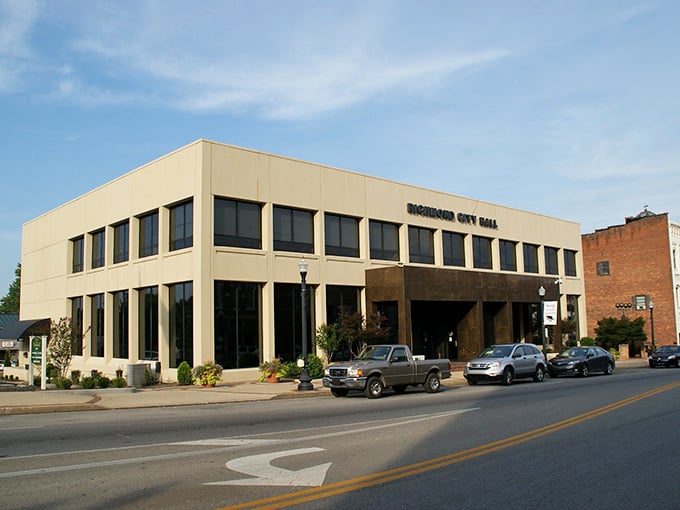 Richmond's city hall stands as a no-nonsense reminder that practical living doesn't require fancy frills or budget-busting expenses.