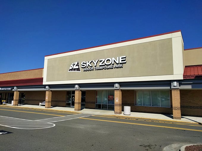 The red-trimmed roof and ample parking at Sky Zone make finding this bouncing paradise easier than parallel parking downtown.