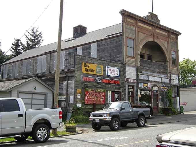 Weathered wooden buildings wear their age with pride, housing modern businesses in structures that remember when horses outnumbered cars.