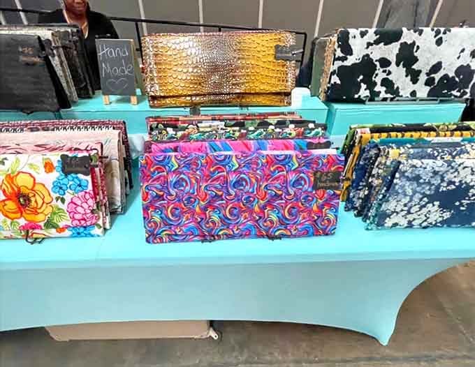 Handcrafted clutches burst with color and pattern, each one a wearable work of art screaming personality.