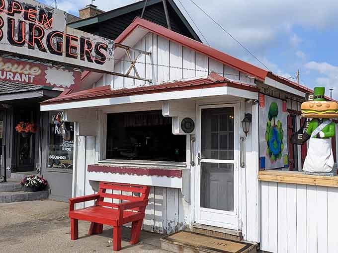 The charming red bench out front invites you to sit, relax, and prepare for some seriously good diner classics.