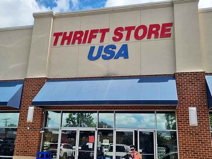 Bold patriotic colors announce this store's mission loud and proud, serving those who served while serving up incredible deals.