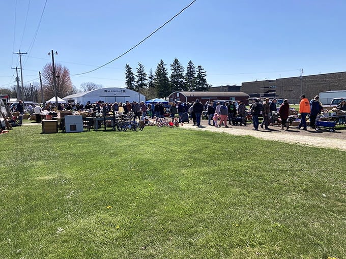 The wide-open field fills with eager shoppers, each one hoping today's the day they'll discover something absolutely perfect.