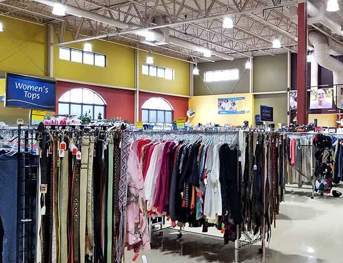 The women's tops section offers enough variety to reinvent your wardrobe without refinancing your house in the process.