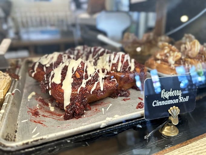 The raspberry cinnamon roll brings a fruity twist to the classic, because sometimes tradition needs a little adventure.
