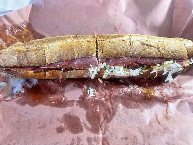 Sometimes the best sandwiches are the ones that look like they've been through a delicious battle.