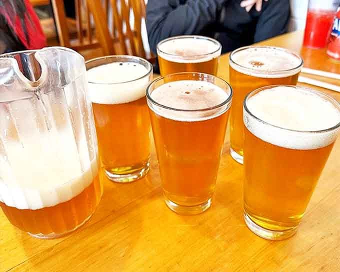 Liquid gold in glasses&mdash;local Alaskan beer, the perfect companion for seafood. The foam on top is like the whipped cream on an already perfect dessert.