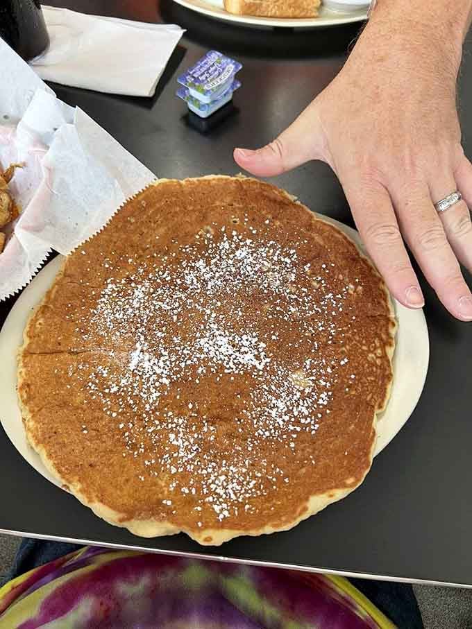 When a pancake is this perfectly golden and generously sized, you understand why people write love songs about breakfast.