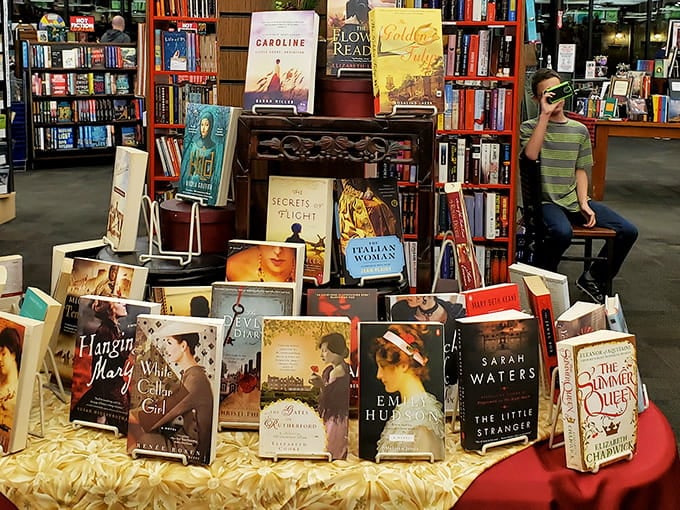 Featured fiction displays showcase current favorites alongside hidden gems you never knew you needed to read.