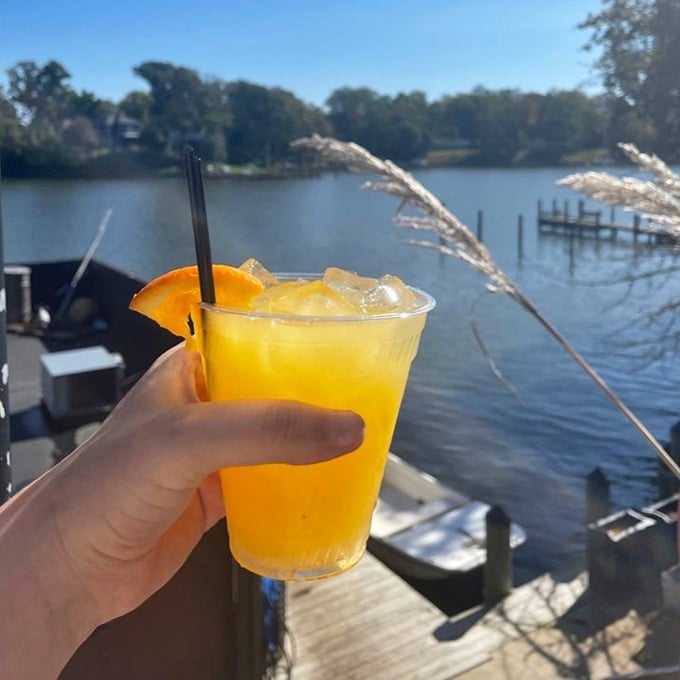 An Orange Crush with a waterfront view&mdash;this is what happiness looks like in liquid form, folks.