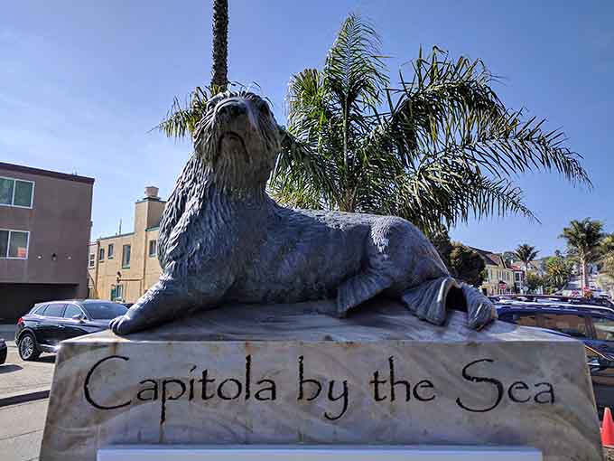 This majestic sea lion sculpture welcomes you to a village that clearly loves its marine neighbors.