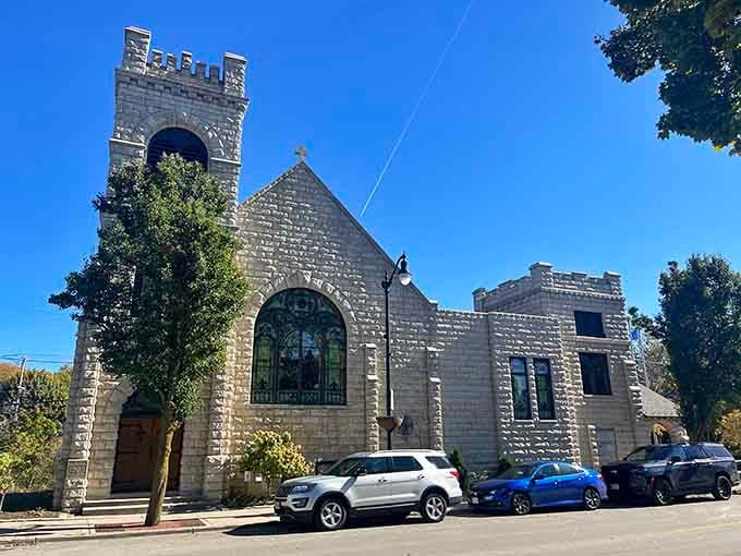 Stone churches like this remind you that builders once measured success in centuries, not quarterly earnings reports.
