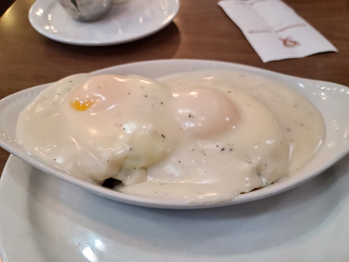 Biscuits and gravy that look like comfort food gave comfort food a warm hug on a cold day.
