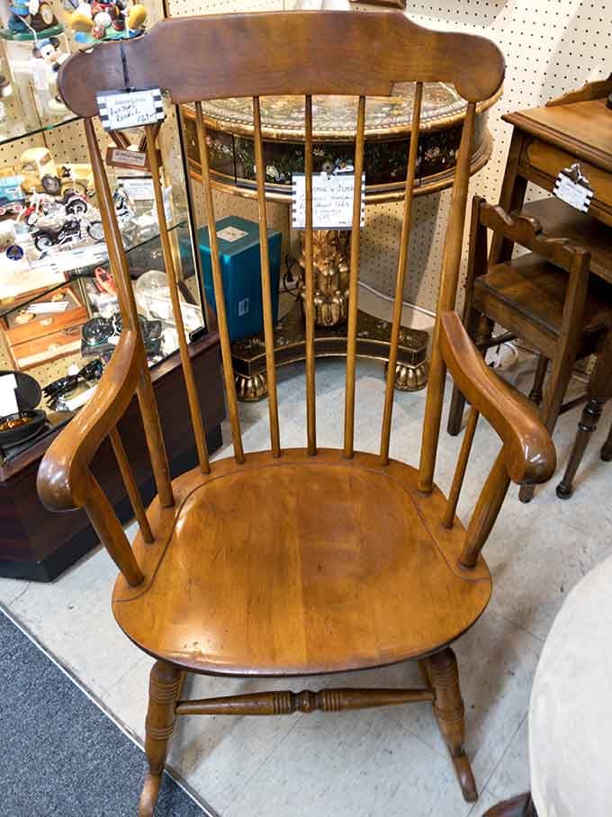A rocking chair with more character in one spindle than most modern furniture has in its entire existence.