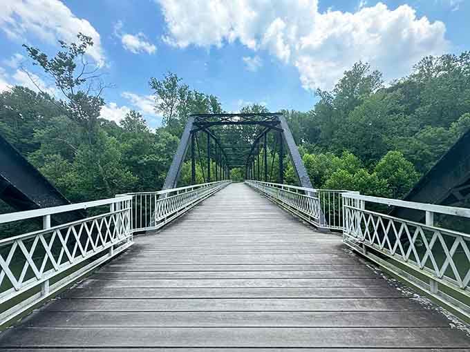 This iron bridge stands strong, connecting trails and timelines while offering views that make the journey absolutely worthwhile.