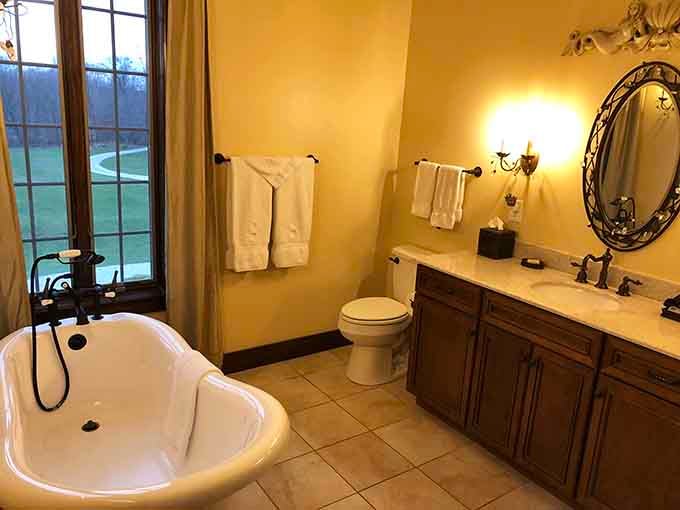 Modern bathrooms with soaking tubs mean you get castle charm without the medieval hygiene situation, thankfully.