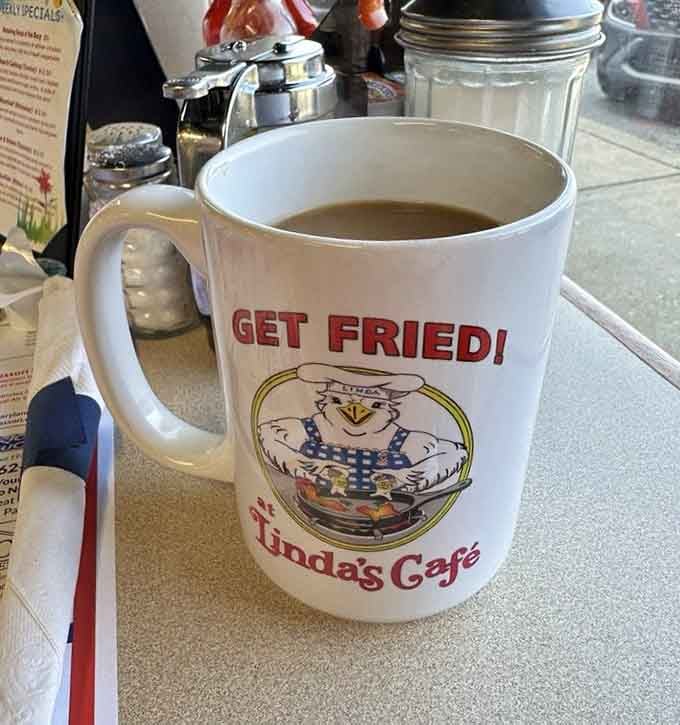 The "Get Fried" coffee mug says it all &ndash; this is where locals fuel up before facing the day, one robust sip at a time.