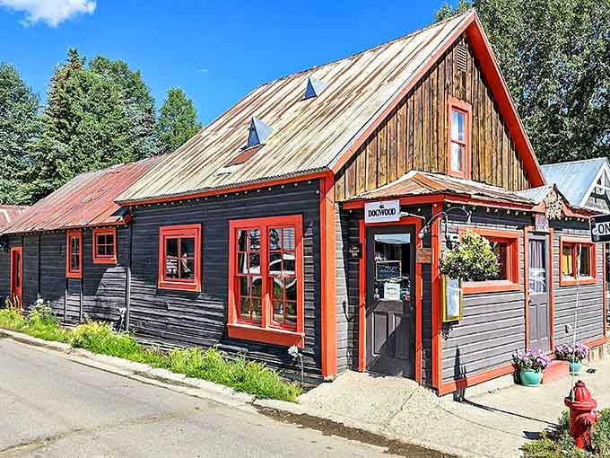 The Dogwood's cheerful facade promises good times inside, because mountain towns know how to do cozy right.