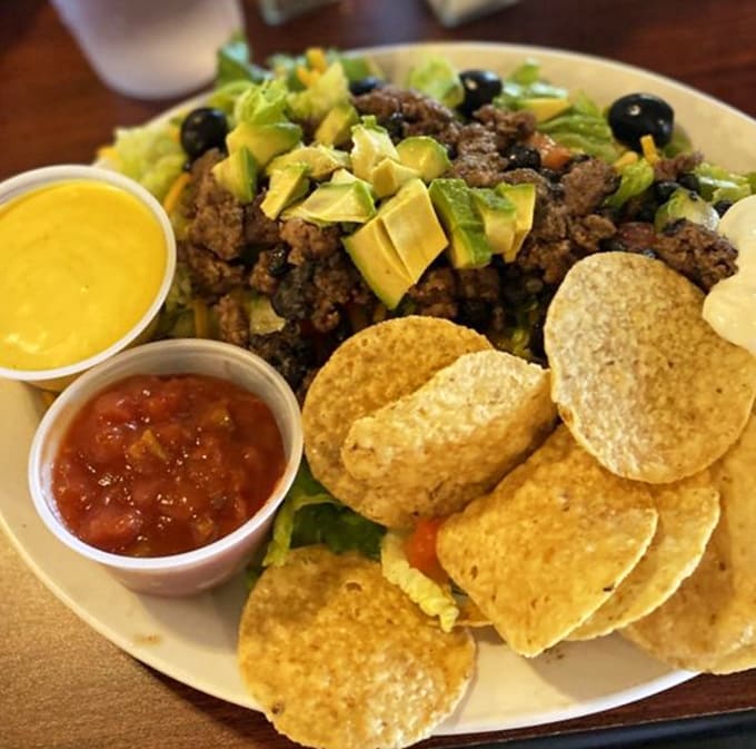 A taco salad this loaded proves the cafe doesn't limit its ambitions to just the morning hours.