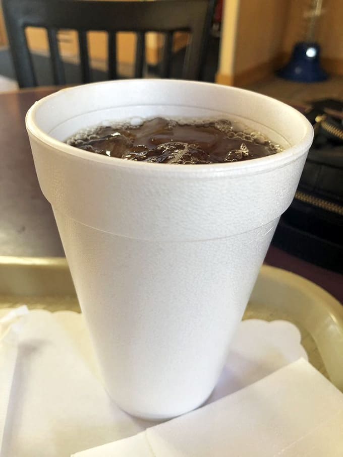 Sweet tea served in classic foam cups, because some traditions don't need fixing or fancy glassware.