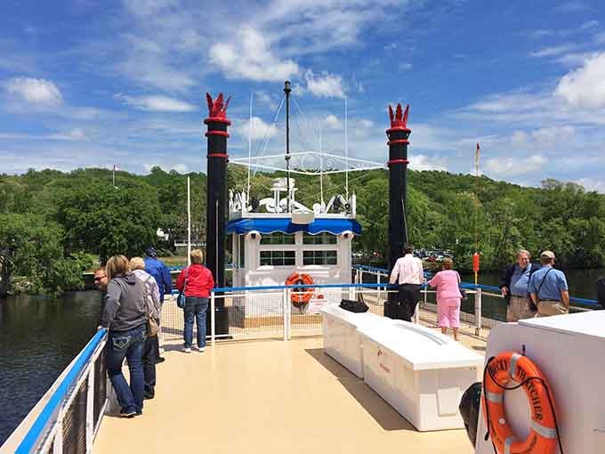The Becky Thatcher awaits at Deep River Landing, ready to show you why Mark Twain loved riverboats so much.