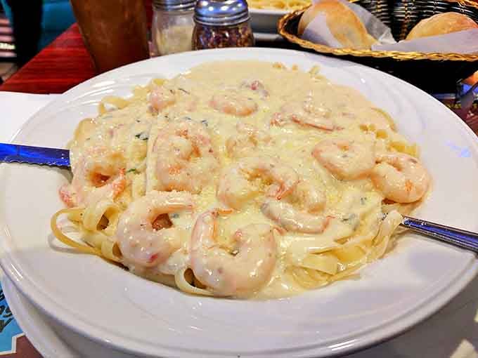 Fettuccine Alfredo with shrimp&mdash;where comfort food gets dressed up for a night out. Creamy, indulgent, and unapologetically rich.