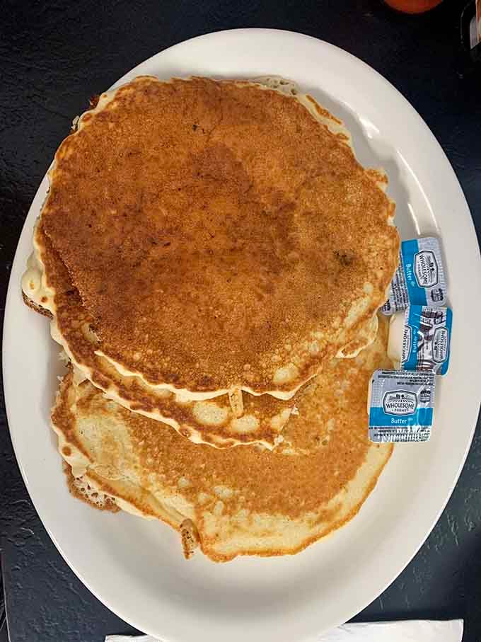 These plate-sized pancakes come with those little butter packets that somehow make everything taste more authentic and nostalgic.