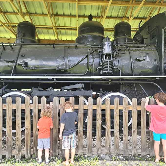 Young visitors get up close with massive locomotives, learning that history is way cooler than any video game could ever be.