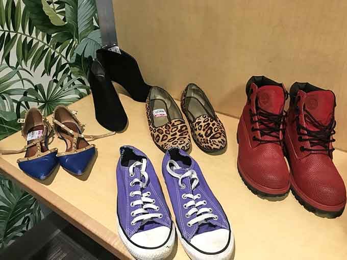 From leopard print loafers to purple high-tops, the footwear selection offers personality for every style and every budget imaginable.